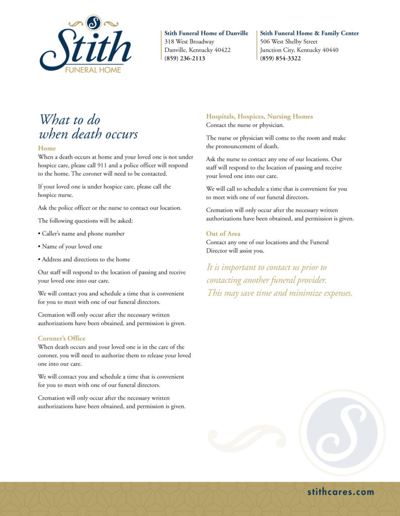 Forms Library - Stith Funeral Home